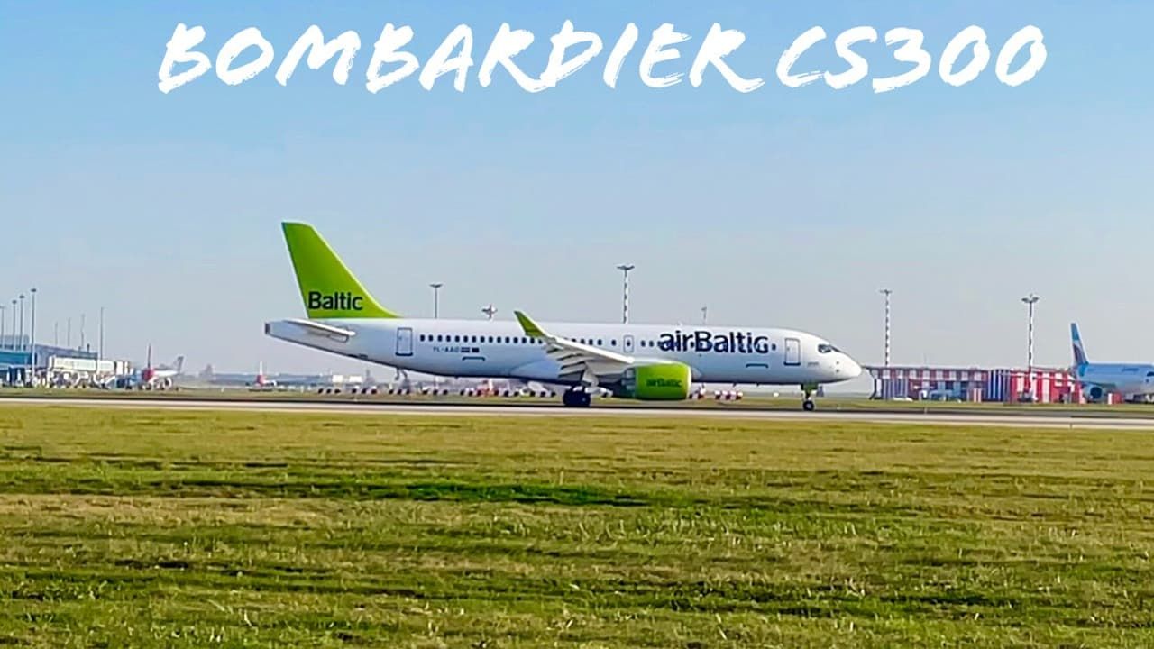 Bombardier CS300, který je v provozu od roku 2016 přistál v Praze | Stream